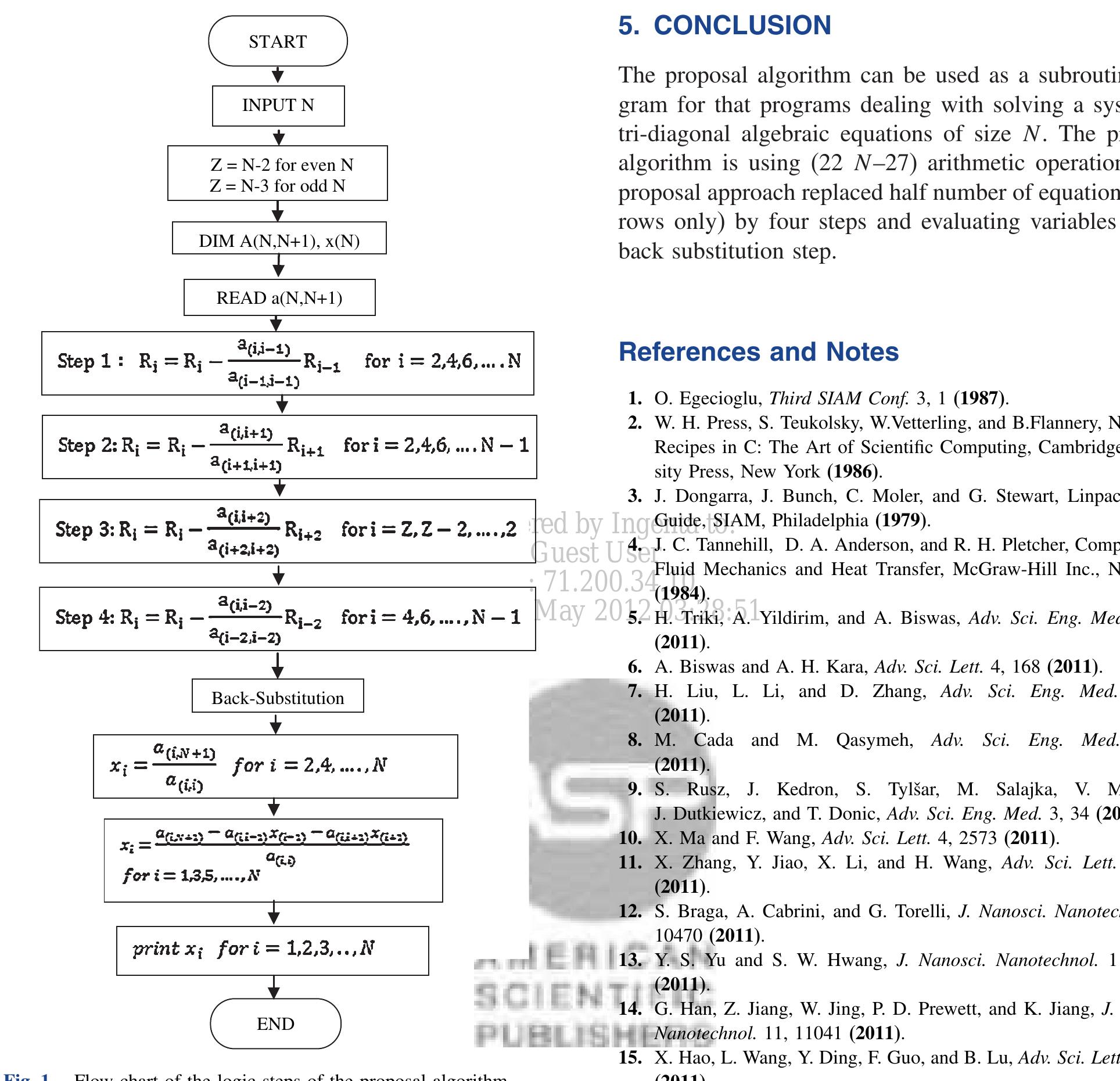 Solving a tri-diagonal system of size n equations by