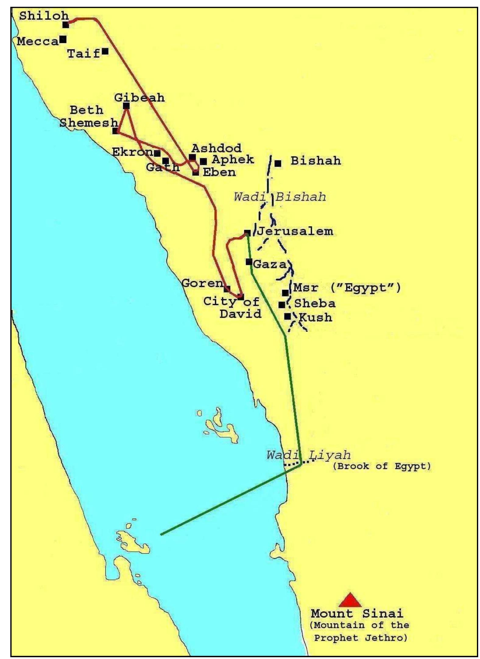 The geography of the movements of the ark of the covenant