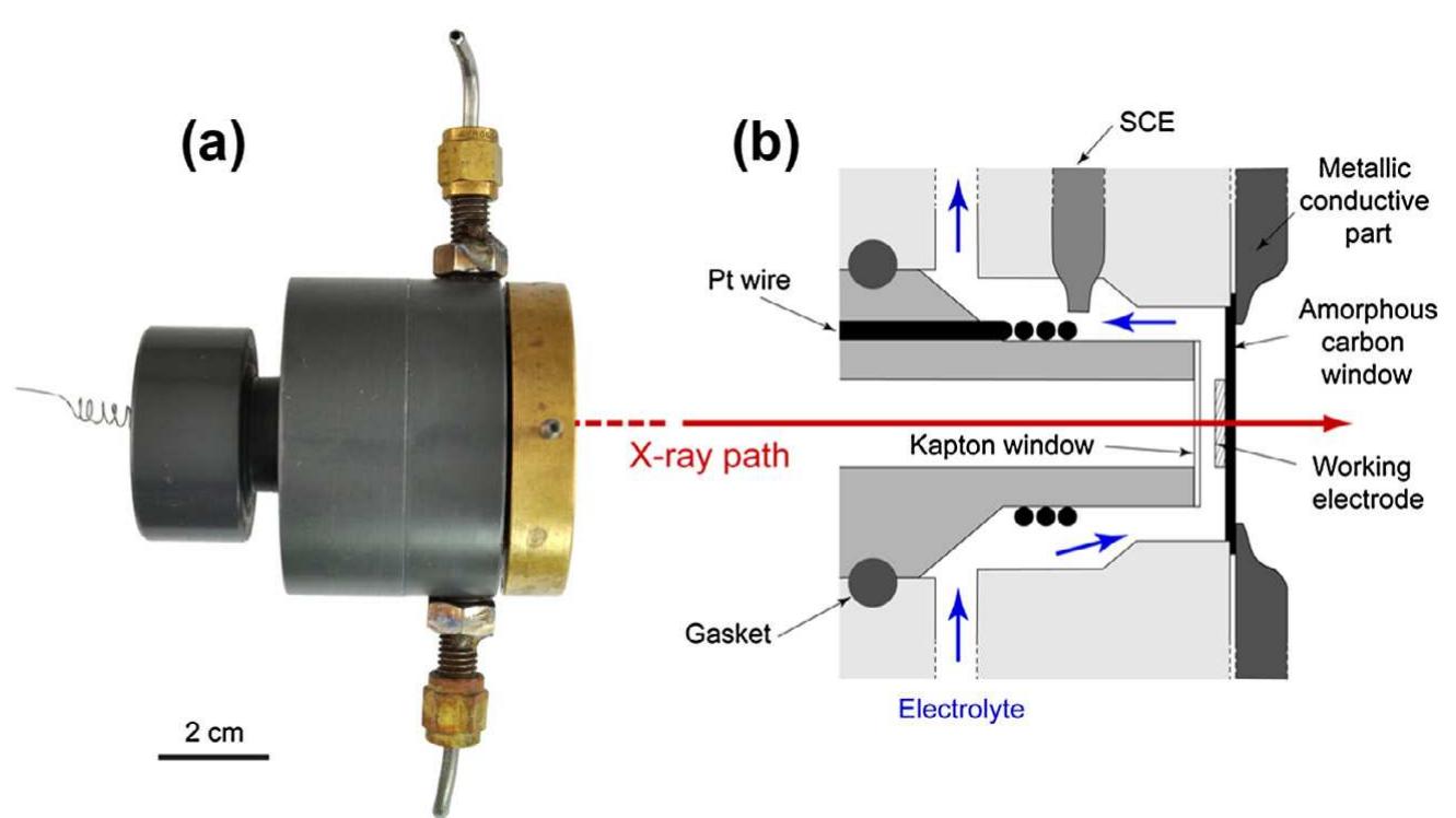 (a) photograph of the electrochemical cell with the piston