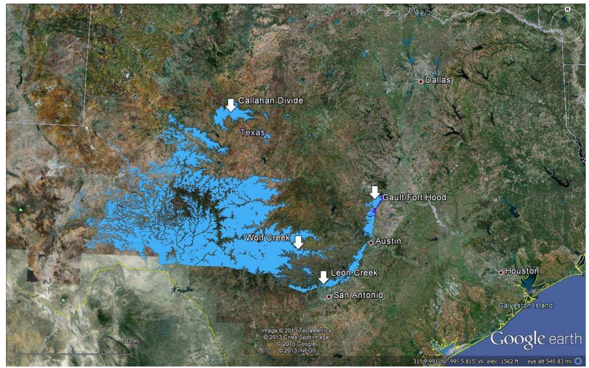 - map showing location of regional sampled areas. extent of