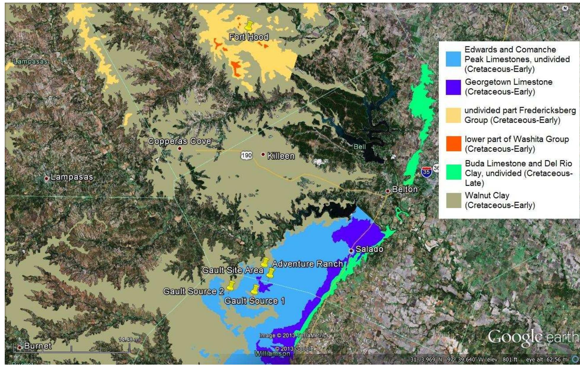 local scale map showing the locations of the sampled areas