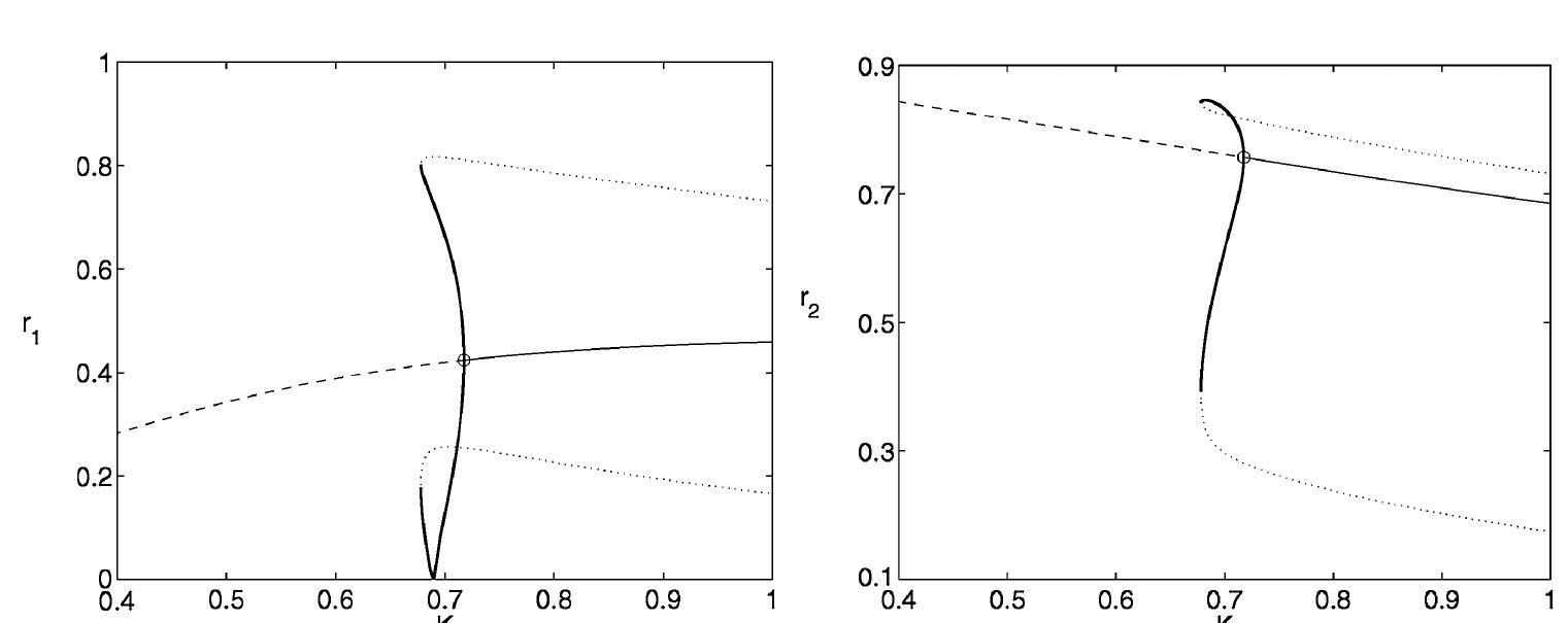 Branches of steady state and periodic solutions (maximum and