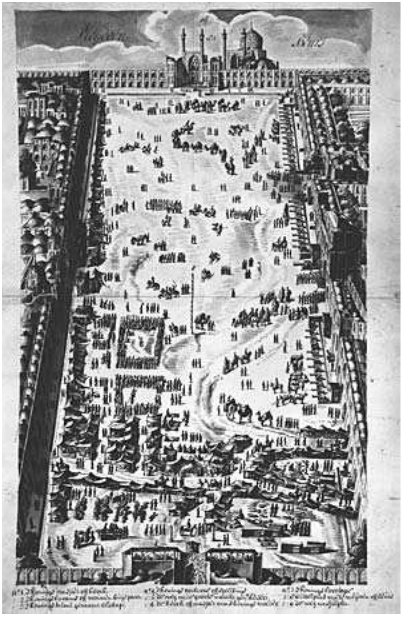 The great bazaar at isfahan, drawing by g hofstede van