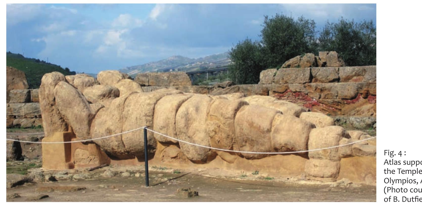 In the hero’s pose the posture of the colossal atlas figures
