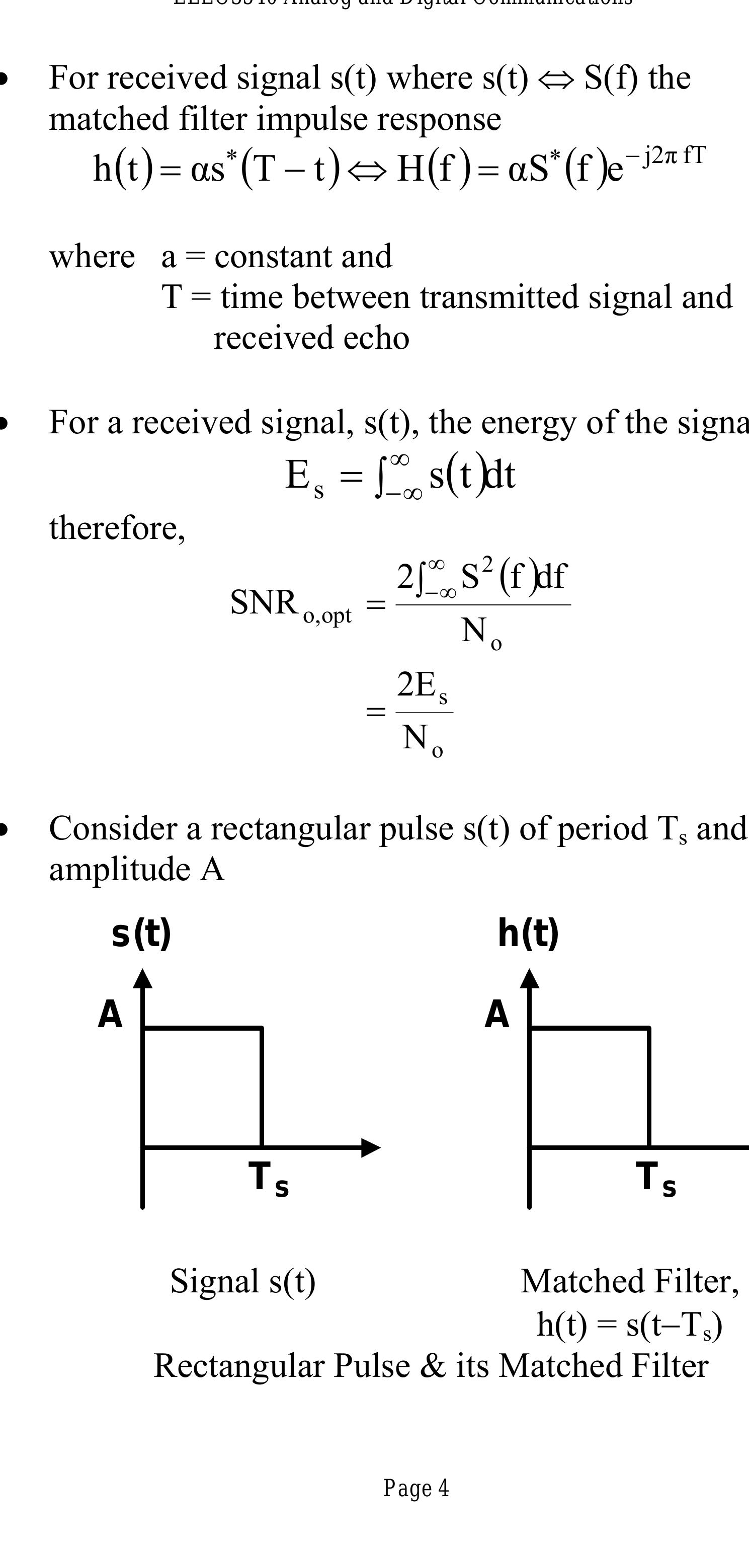 Figure 3 - from ELEC3540 Lecture 9 Matched Filter