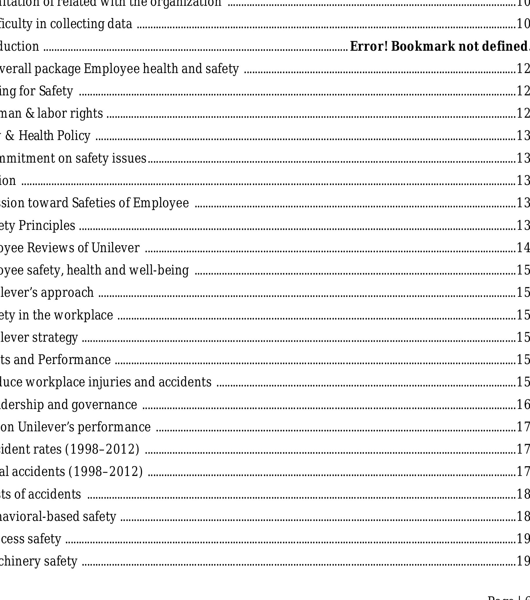 (PDF) Employee safety and health protection in unilever
