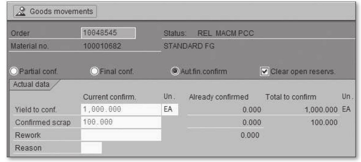 8 confirmation screen and confirmed scrap field a quantity