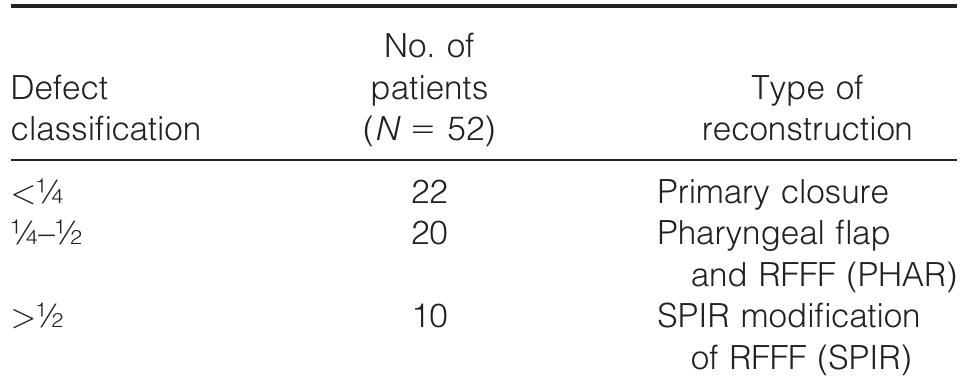 Soft palate defect classification and type of