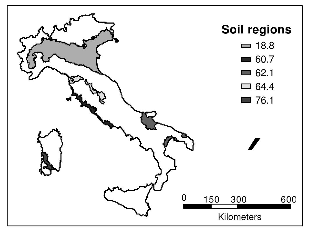 Soil regions of the italian alluvial and coastal plains, and