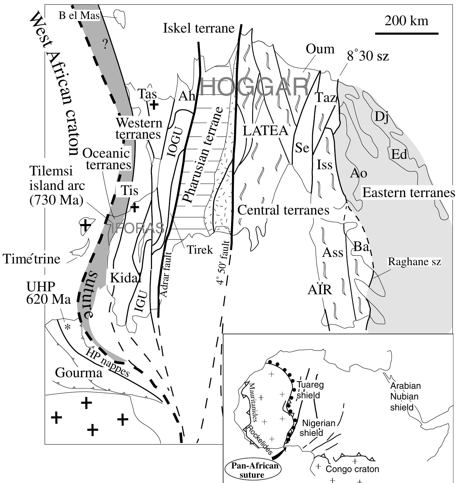 Schematic map of the trans-saharan belt in the tuareg shield