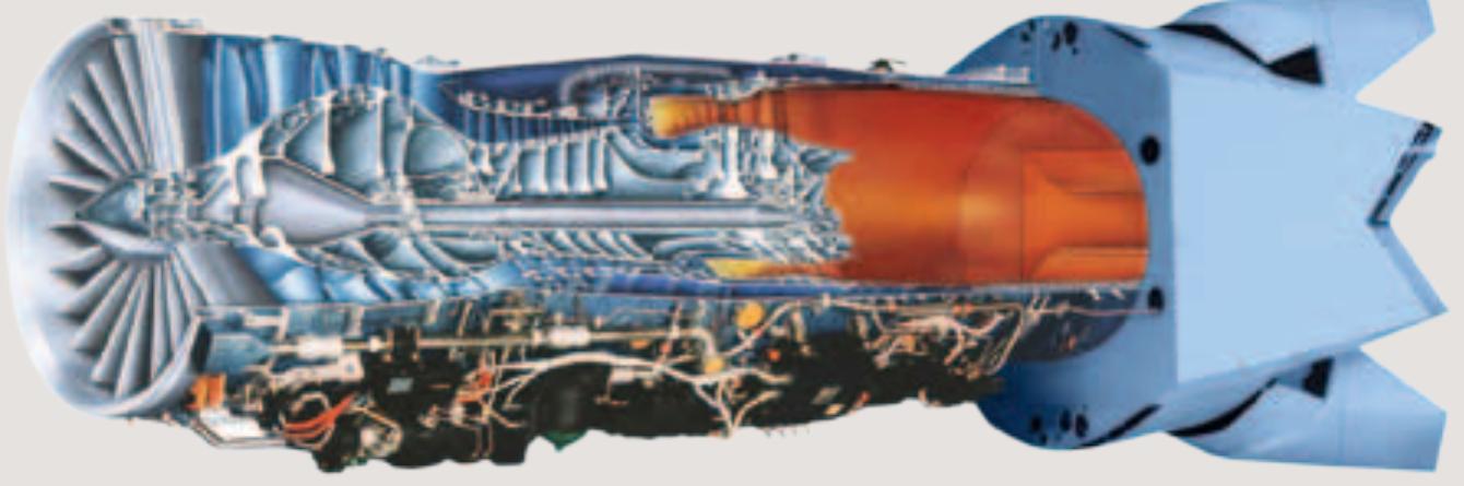 Cutaway of pratt & whitney’s (p&w) f119-pw-100 engine. two