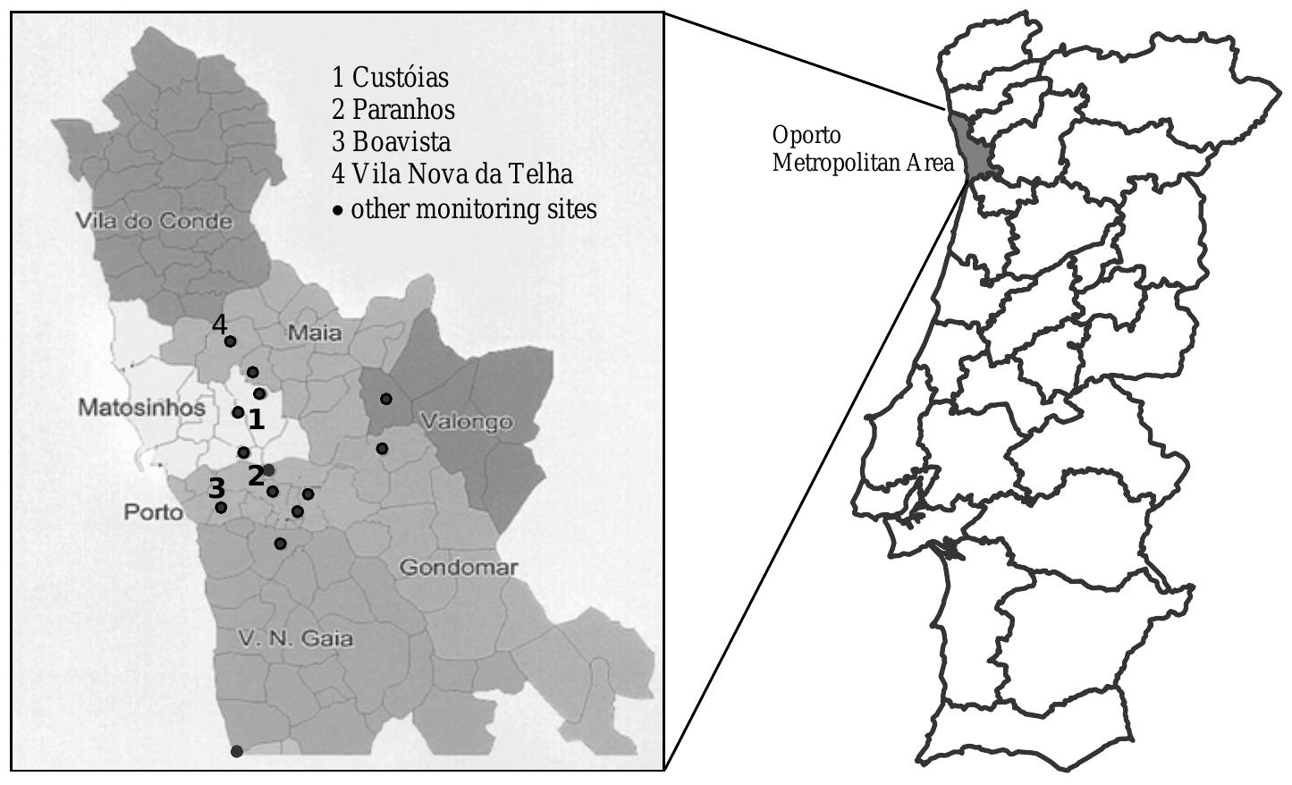 Map of portugal and oporto-ma showing the ccdr-n monitoring