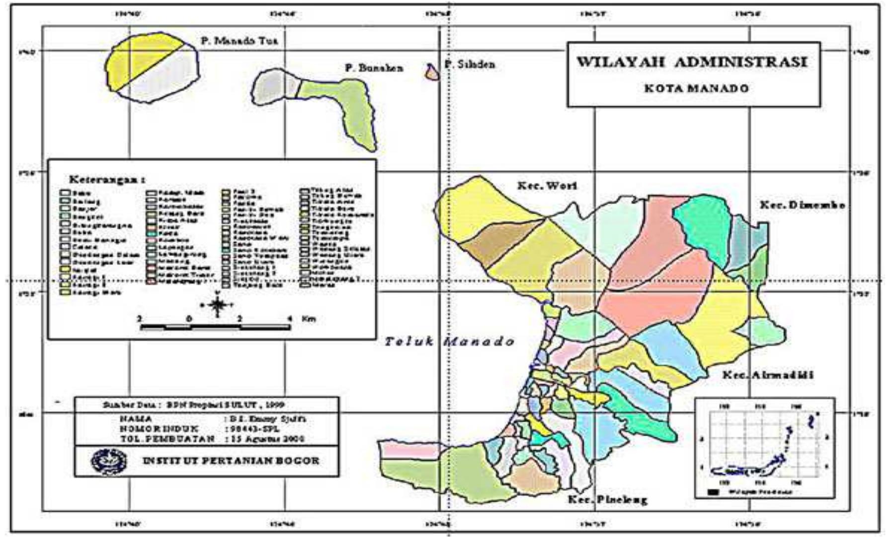 Gambar 2. peta wilayah administrasi kota manado lokasi