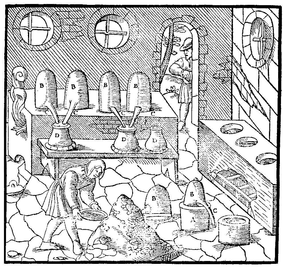 Example of furnace and apparatus for the distillation of