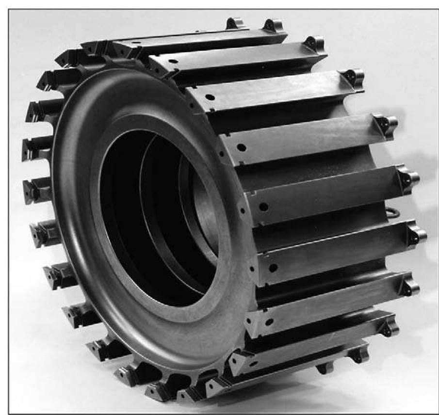 Photo of a forged and machined ti alloy fan disk for a large