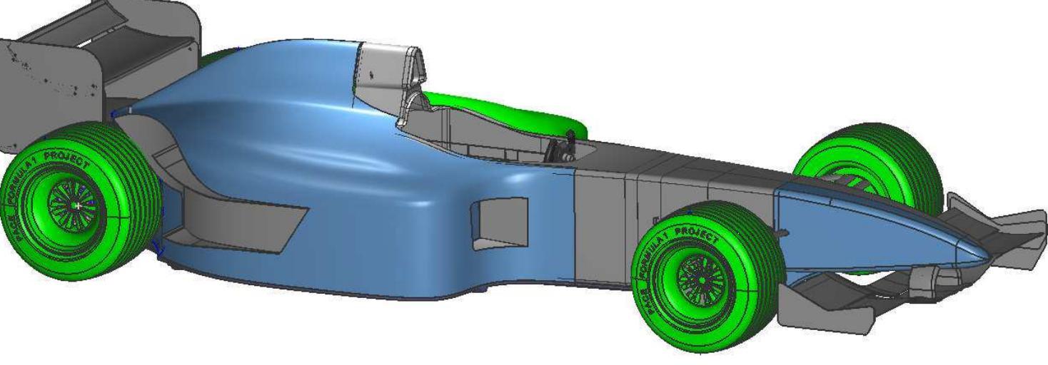 Corrected cad model of the car with: (1) correct engine