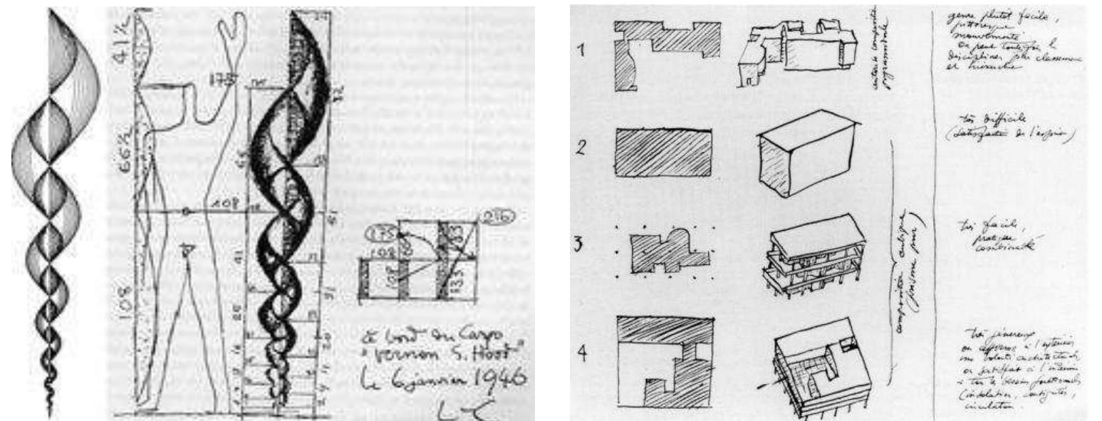 , 7. examples from le corbusier’s various drawings the