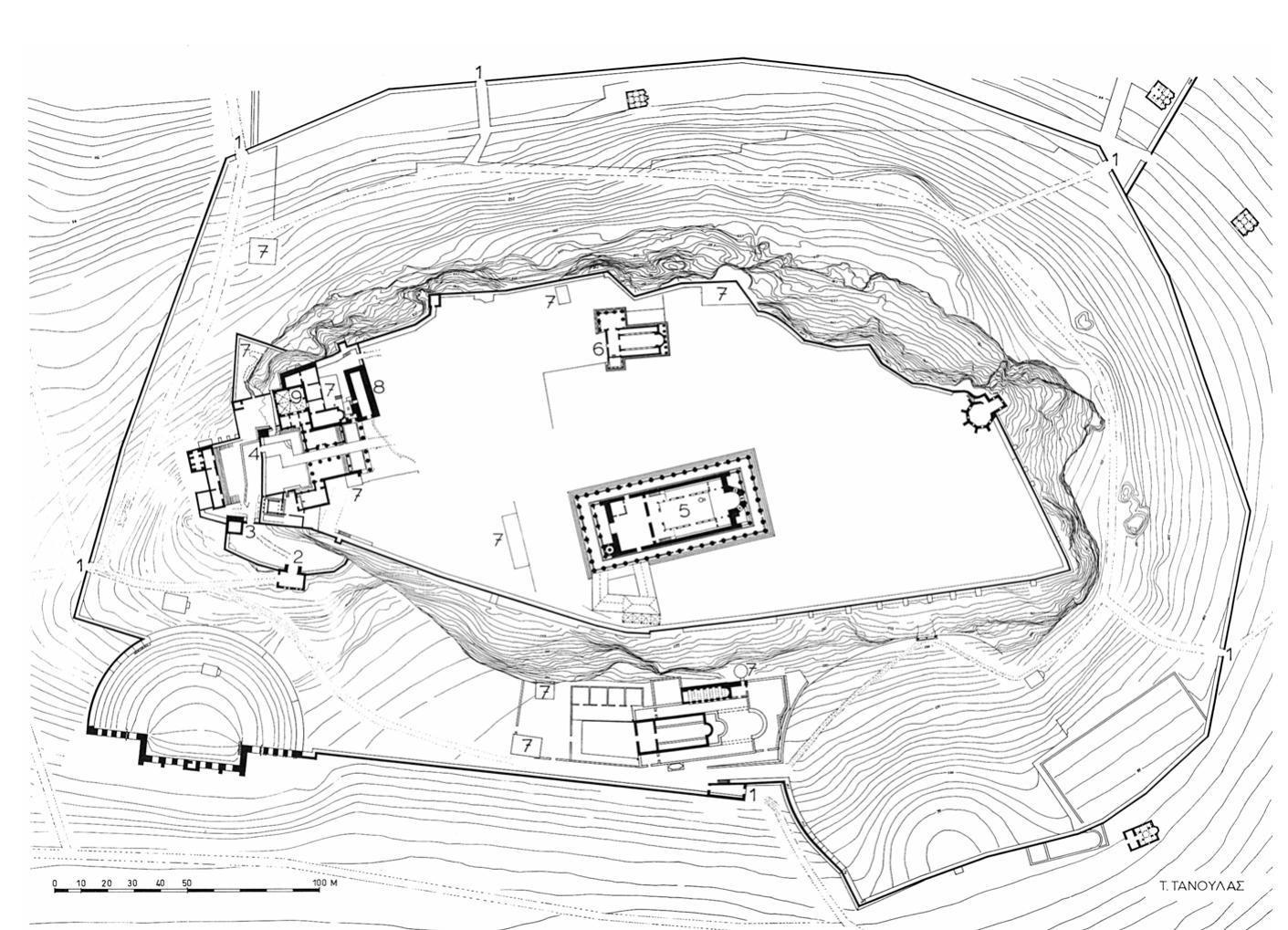 Ure 1. athens. plan of the acropolis, ca. 1300. 1. gates of