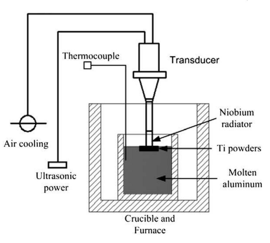 Schematic diagram of ultrasonic vibration assisted melt