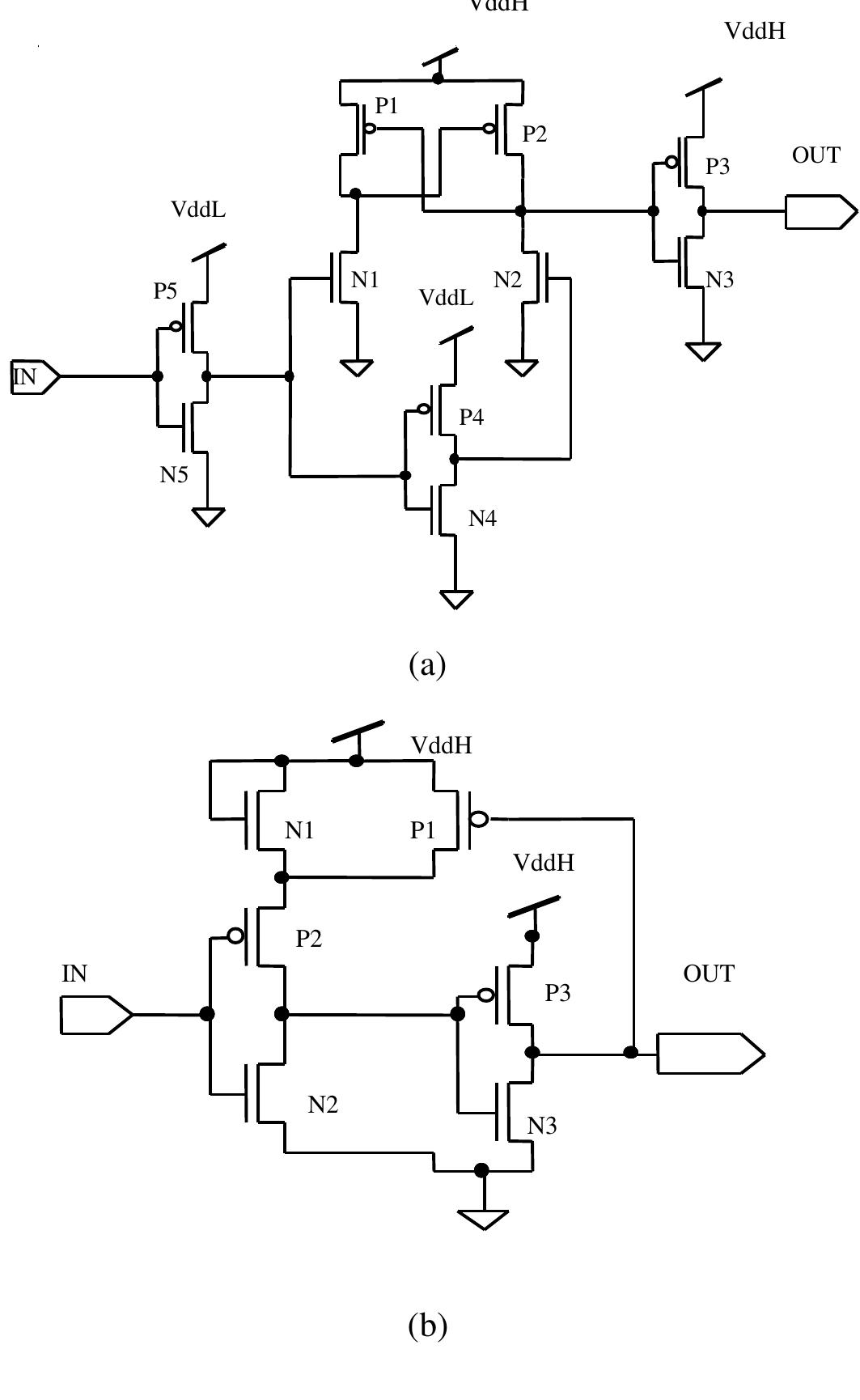 [16]. conventional level shifter using 10 transistor with