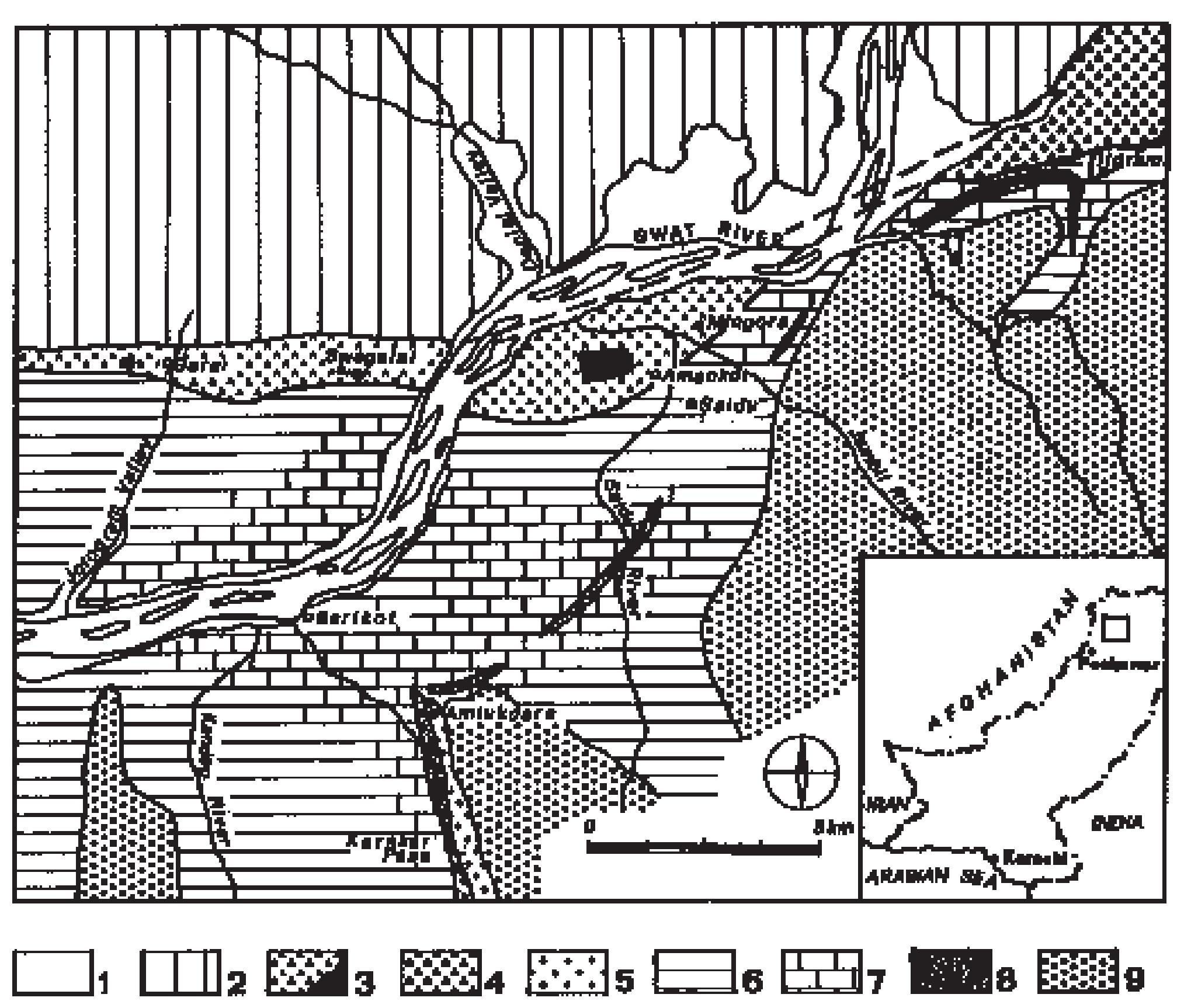Geological sketch-map of the middle swat area: