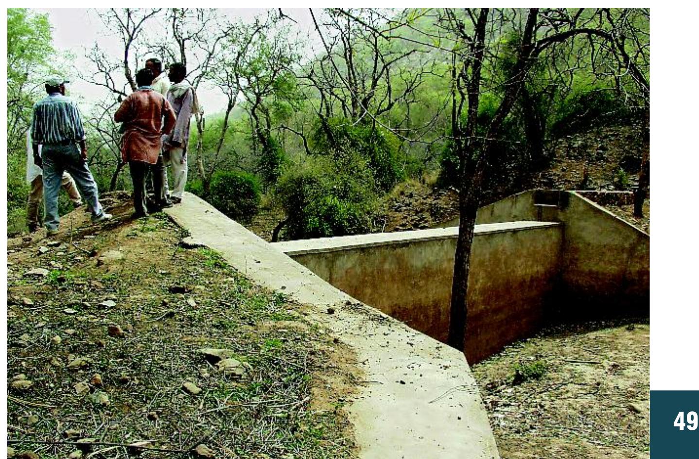 Rainwater harvesting anicut in alwar, rajasthan. structural