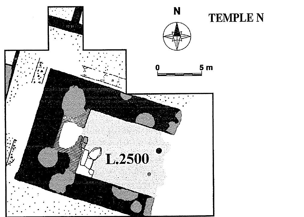 schematic plan of temple n with highlighted room in which
