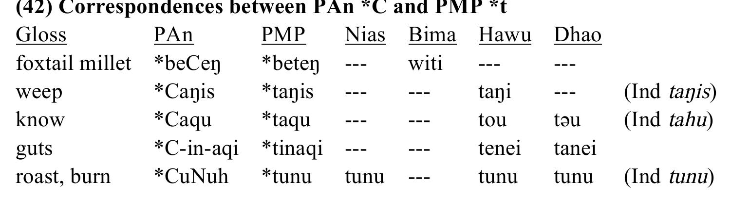 Table 24 - Expanding the PAn consonant inventory