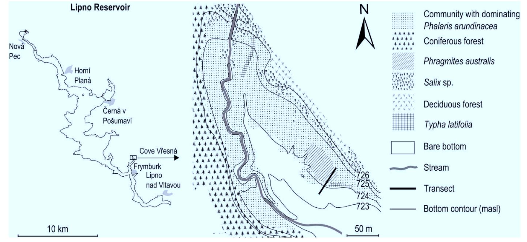 Ee ® map of vresna bay with distribution of plant