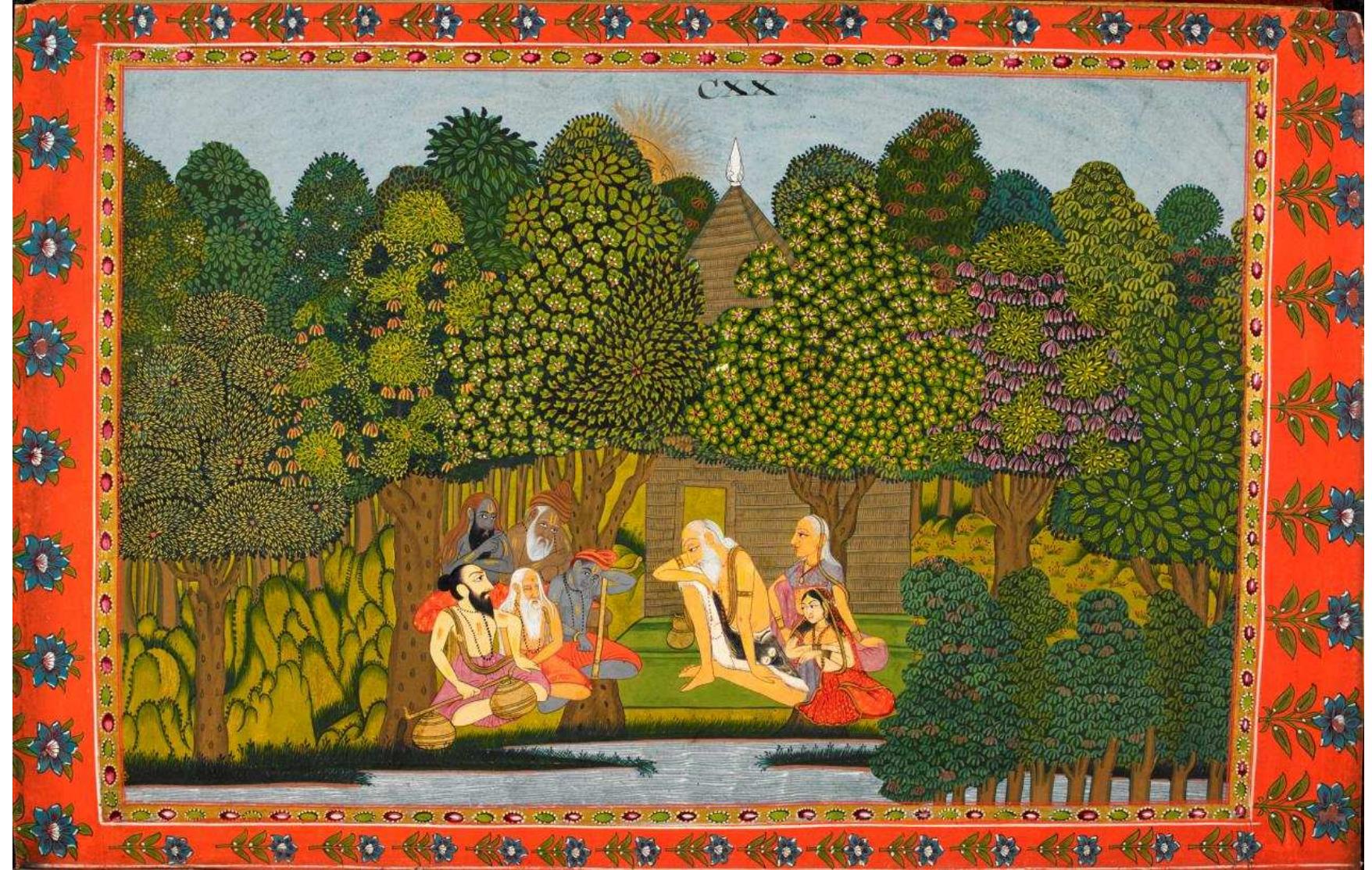 Dhritarashtra, gandhari and k unti sit with the rishis in