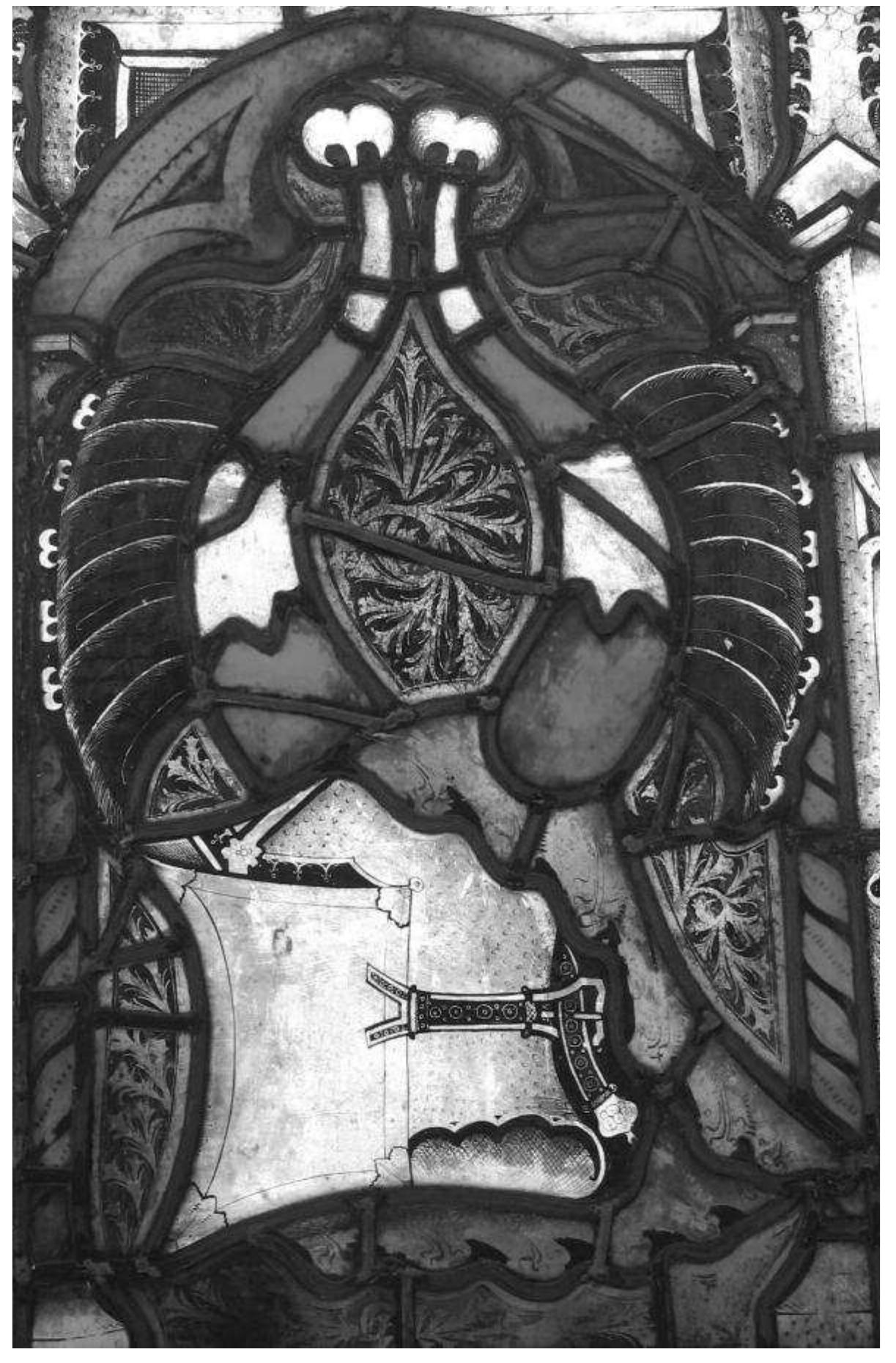29 detail from a heraldic stained glass window, probably