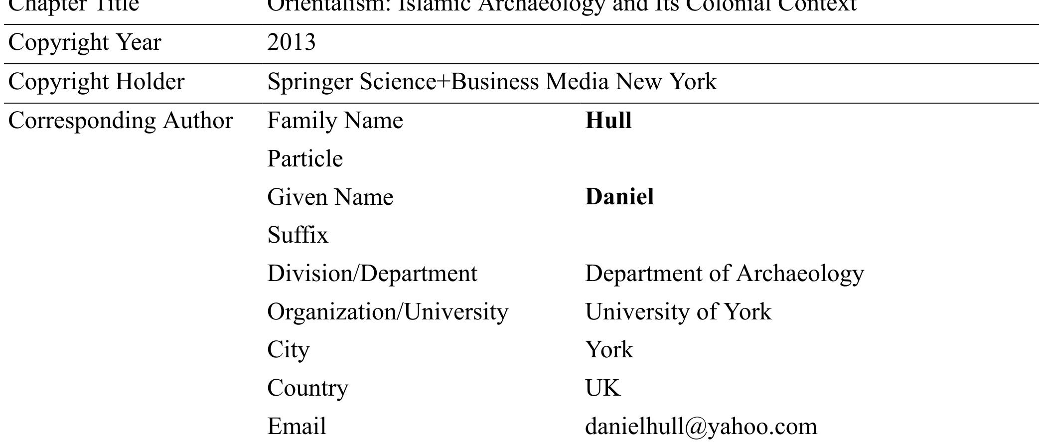 Table 1 - Orientalism: Islamic archaeology and its colonial
