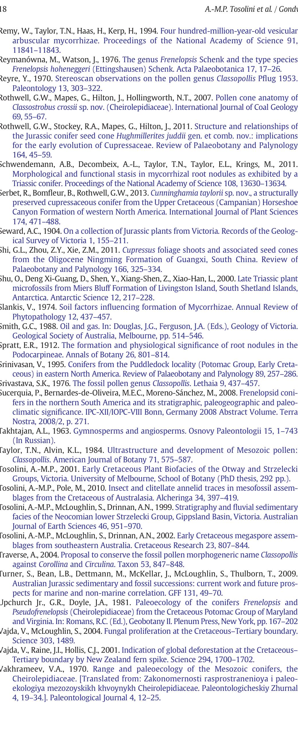 Table 6 - from Cheirolepidiacean foliage and pollen from