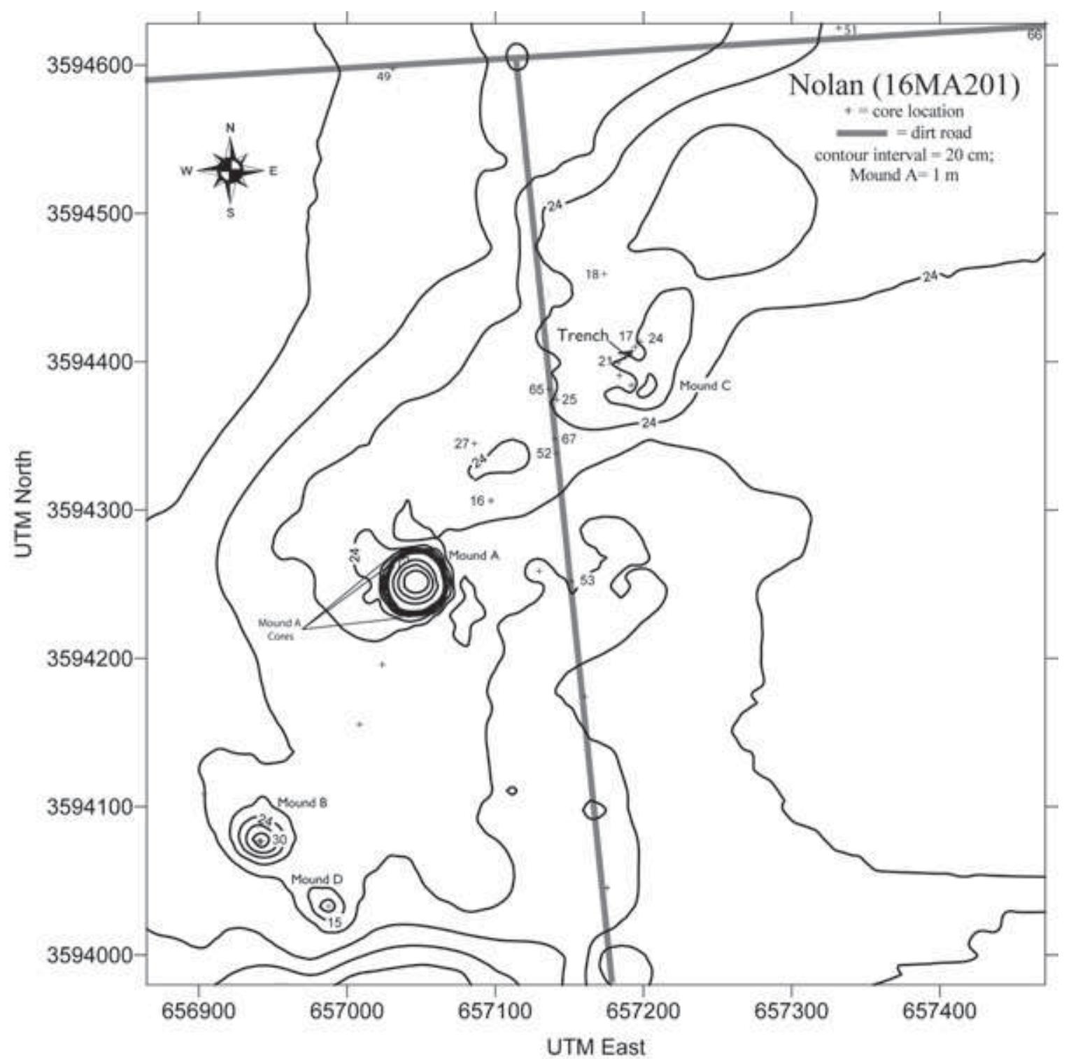 Topographic map of the nolan site showing the location of
