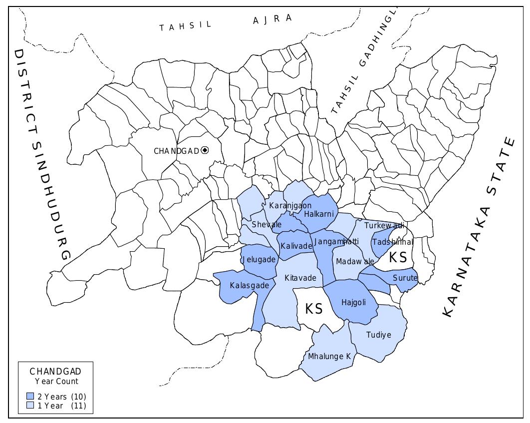 5: map of c handgad taluka showing number of y ears villages