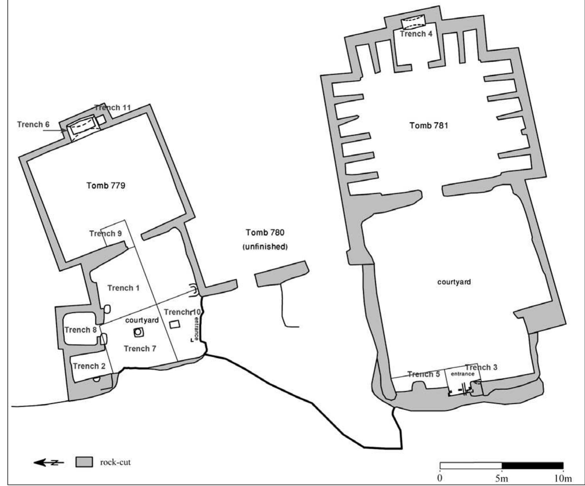 5. plan of tombs 779 and 781, including trench numbers (m.