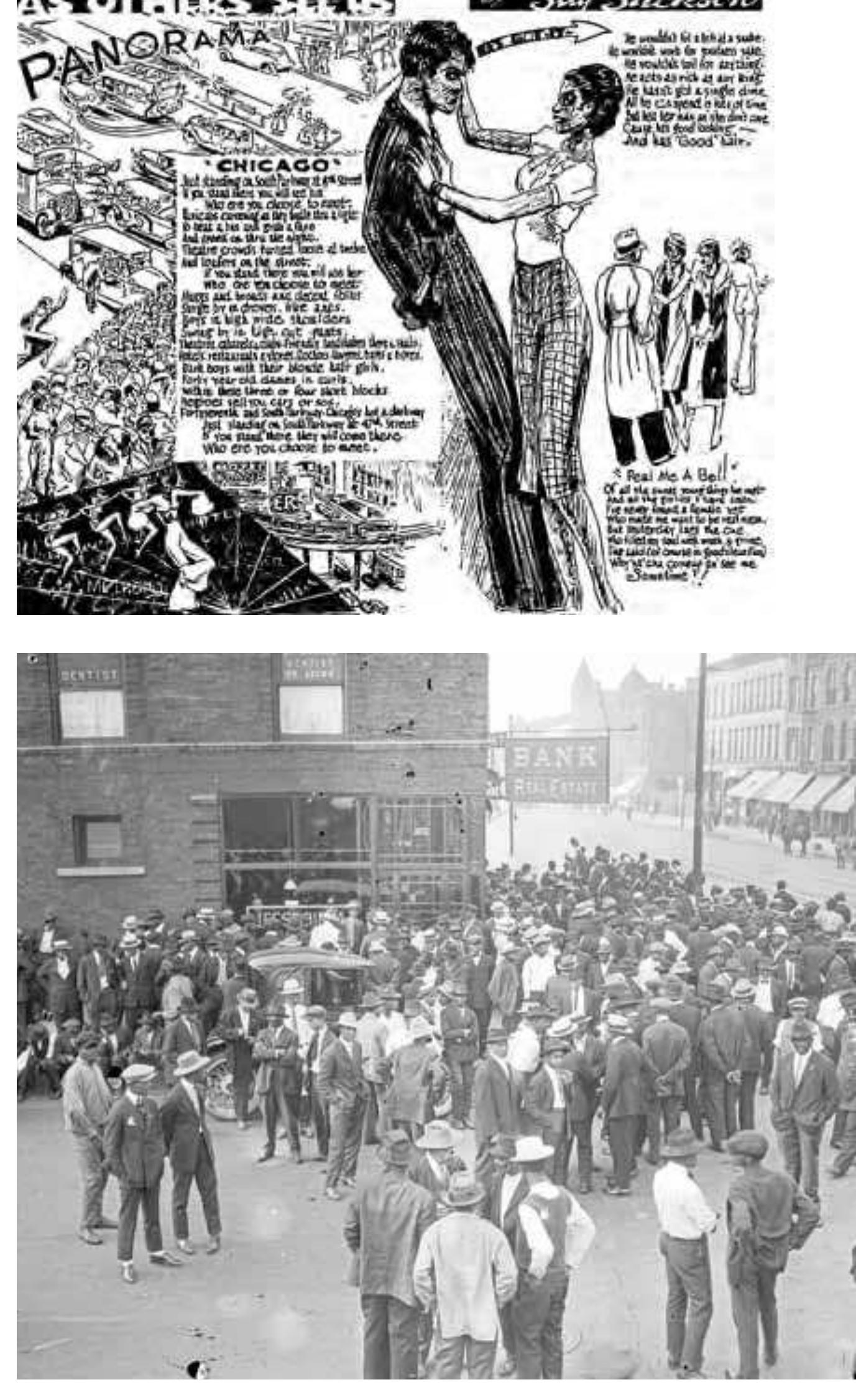 8. crowds in the street in front of jesse binga’s bank