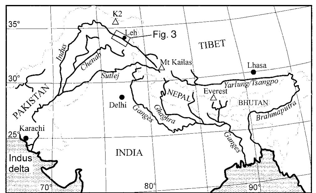 Map of main himalayan rivers feeding the indus and bengal
