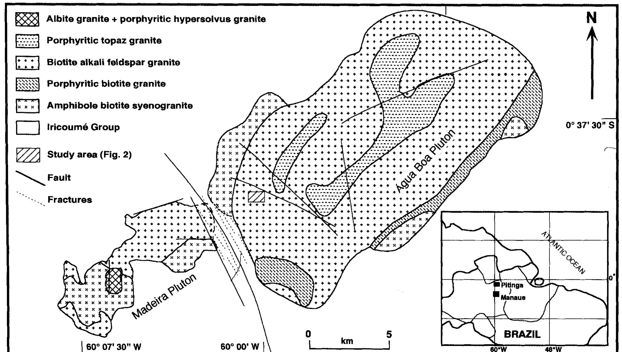 Geological map of the pitinga region showing the location of