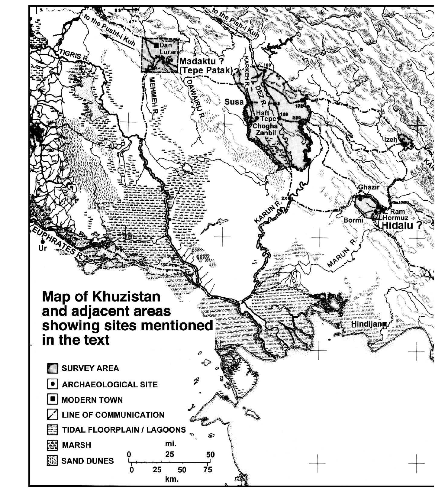 (facing pages): map of khuzistan and adjacent areas showing