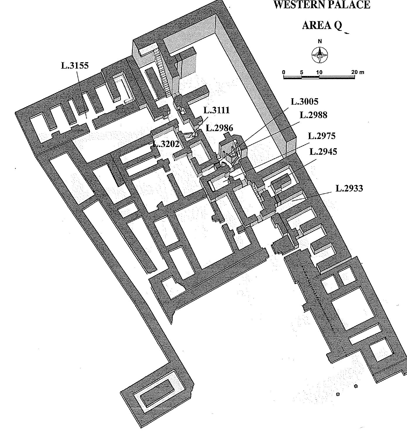 ‘ig. 4 ~ schematic plan of western palace with highlighted