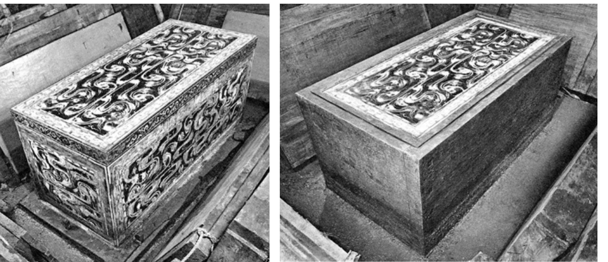 (fig. 6) the outermost of the set of four nesting coffins