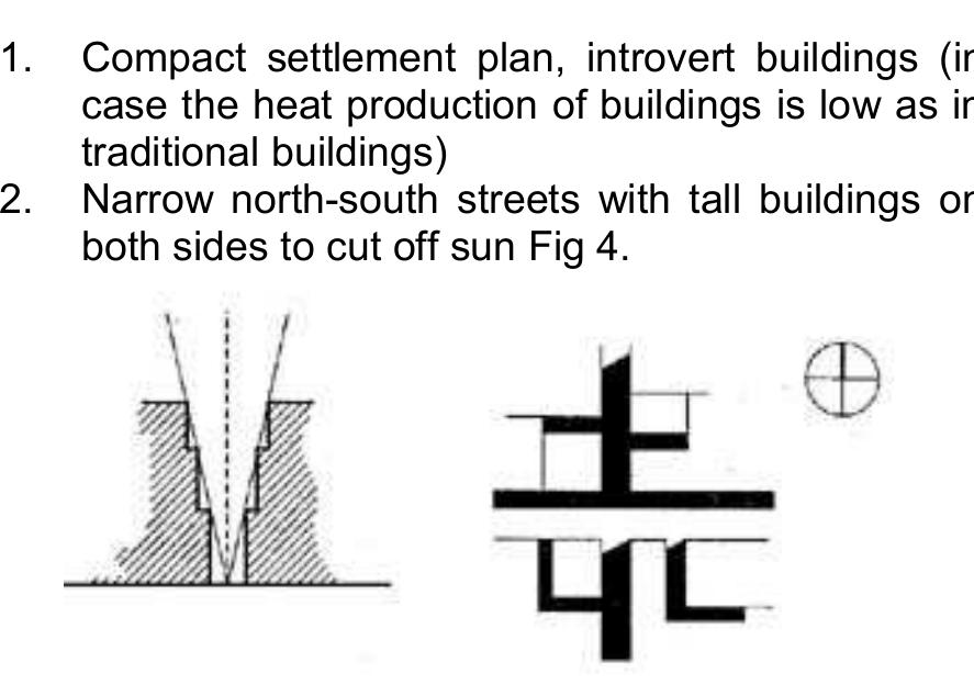 Narrow north south streets cutting off the sun. 5. passive