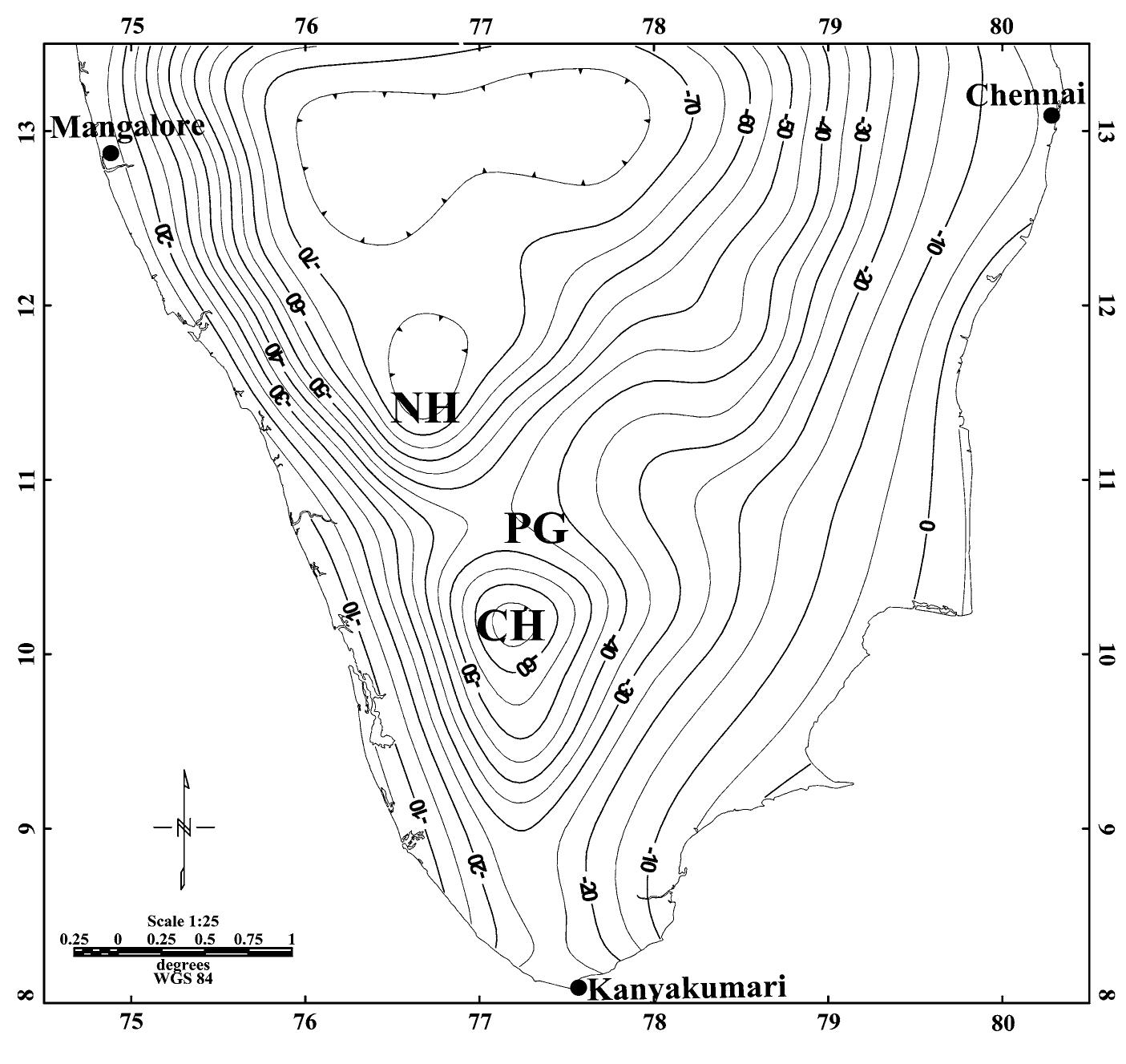 Isostatic regional anomaly map of the southern granulite