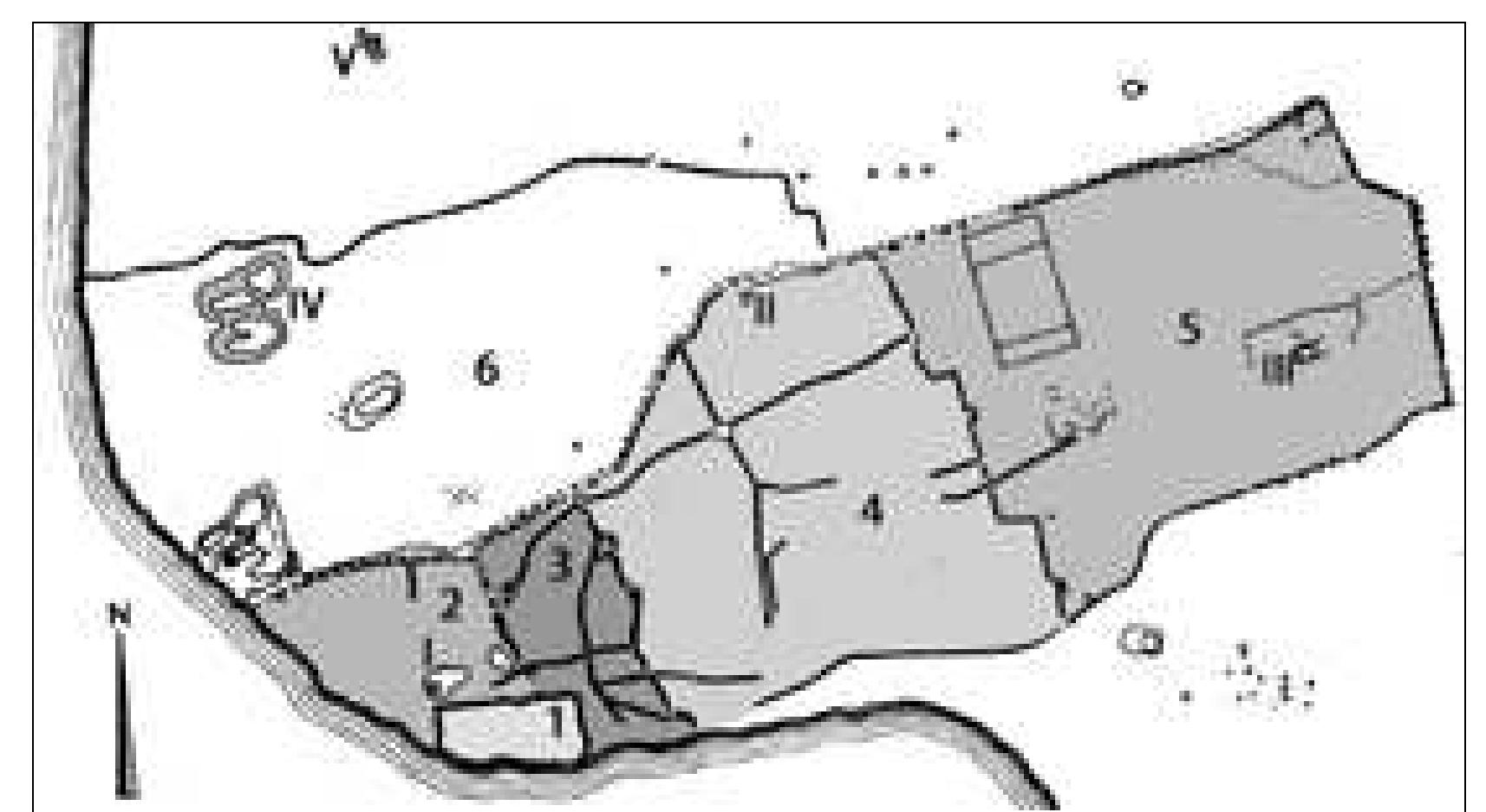 The map of termez. 1-arc 2-first shahristan, 3-second