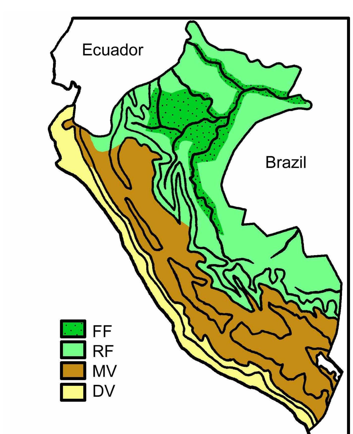 Schematic ecoregions map of peru, simplified after zamora
