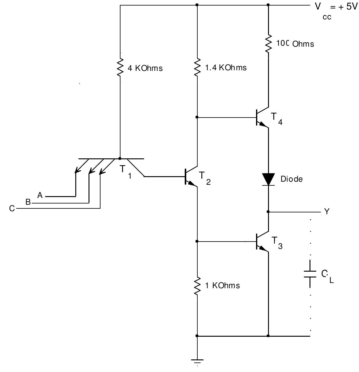 (d) logic diagram of ttl nand gate with totem pole output