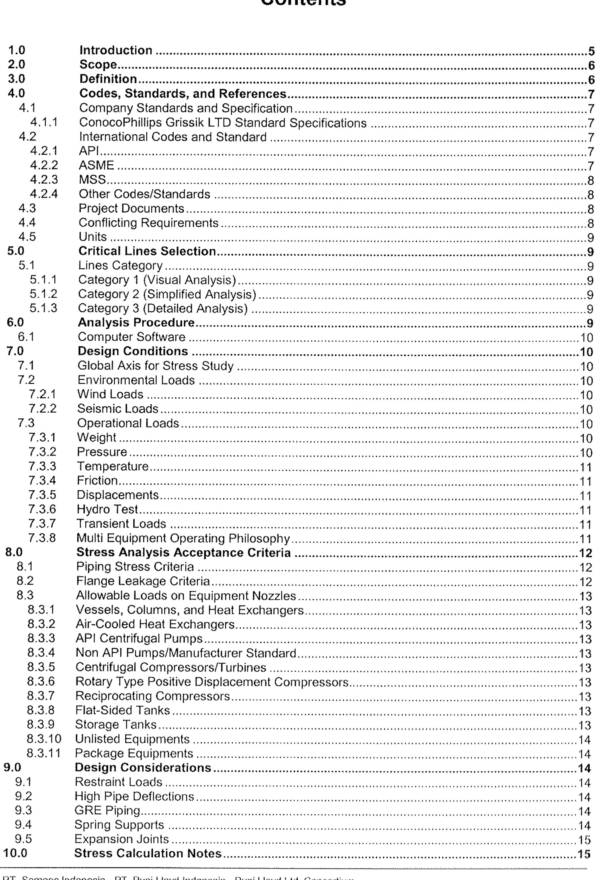 Piping stress analysis design basis conocophillips (grissik)