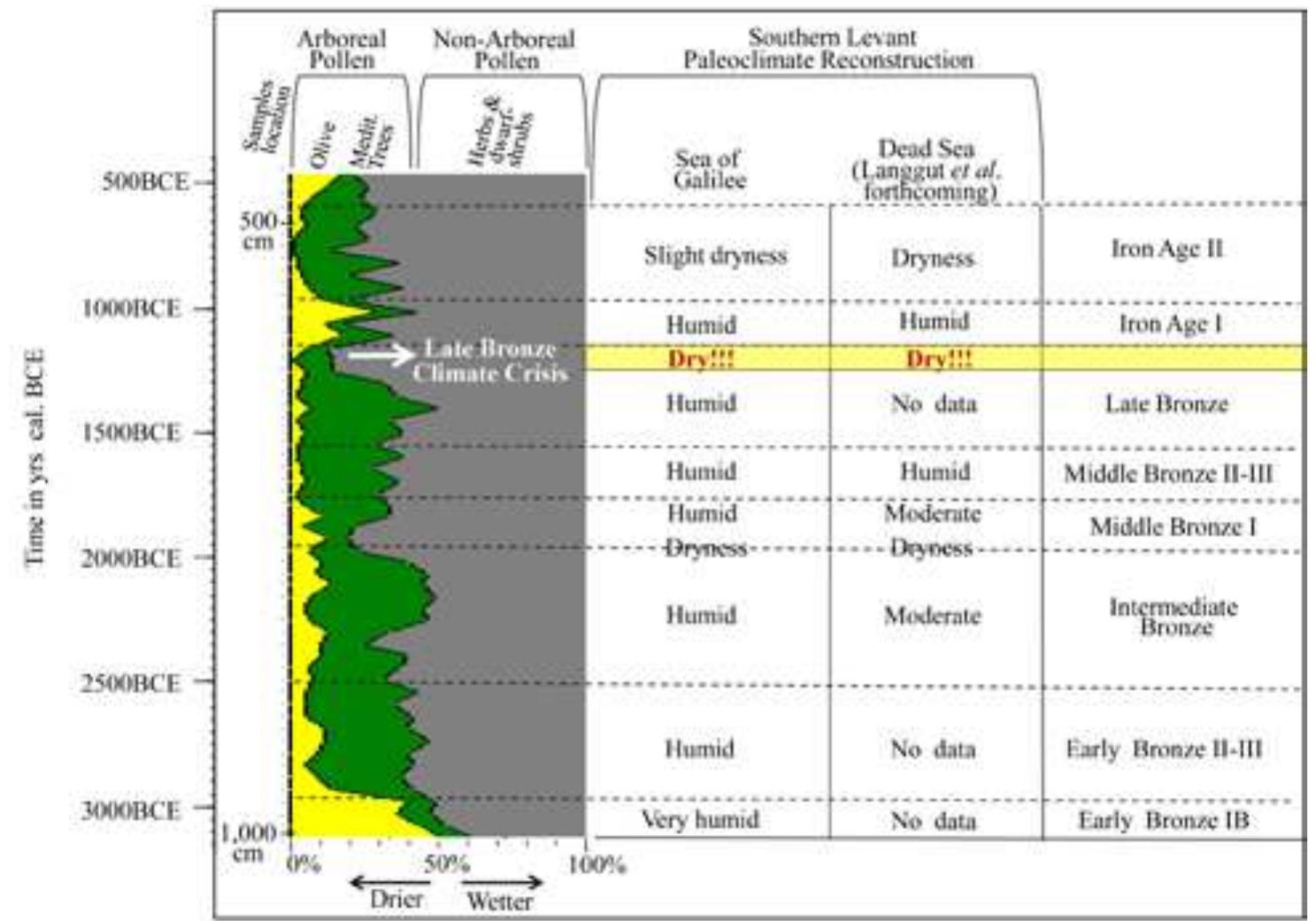 Arboreal/non-arboreal pollen diagram of the sea of galilee