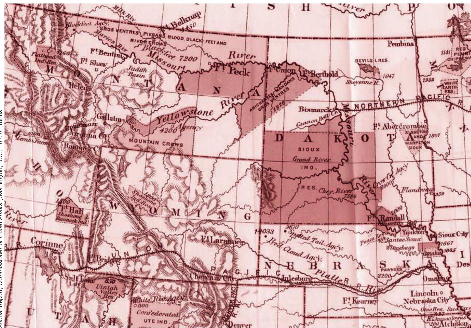 This 1875 map shows the great sioux reservation as provided